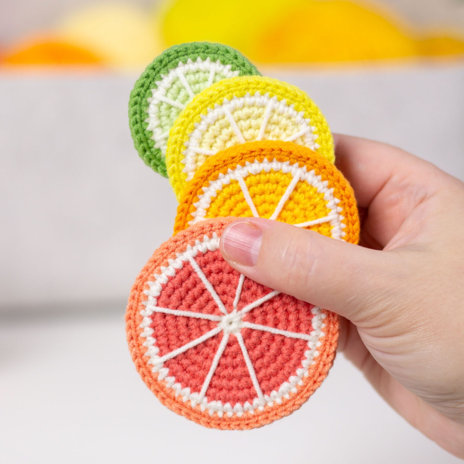 Free No-Sew crochet pattern “Citrus slices” – Planet Piu